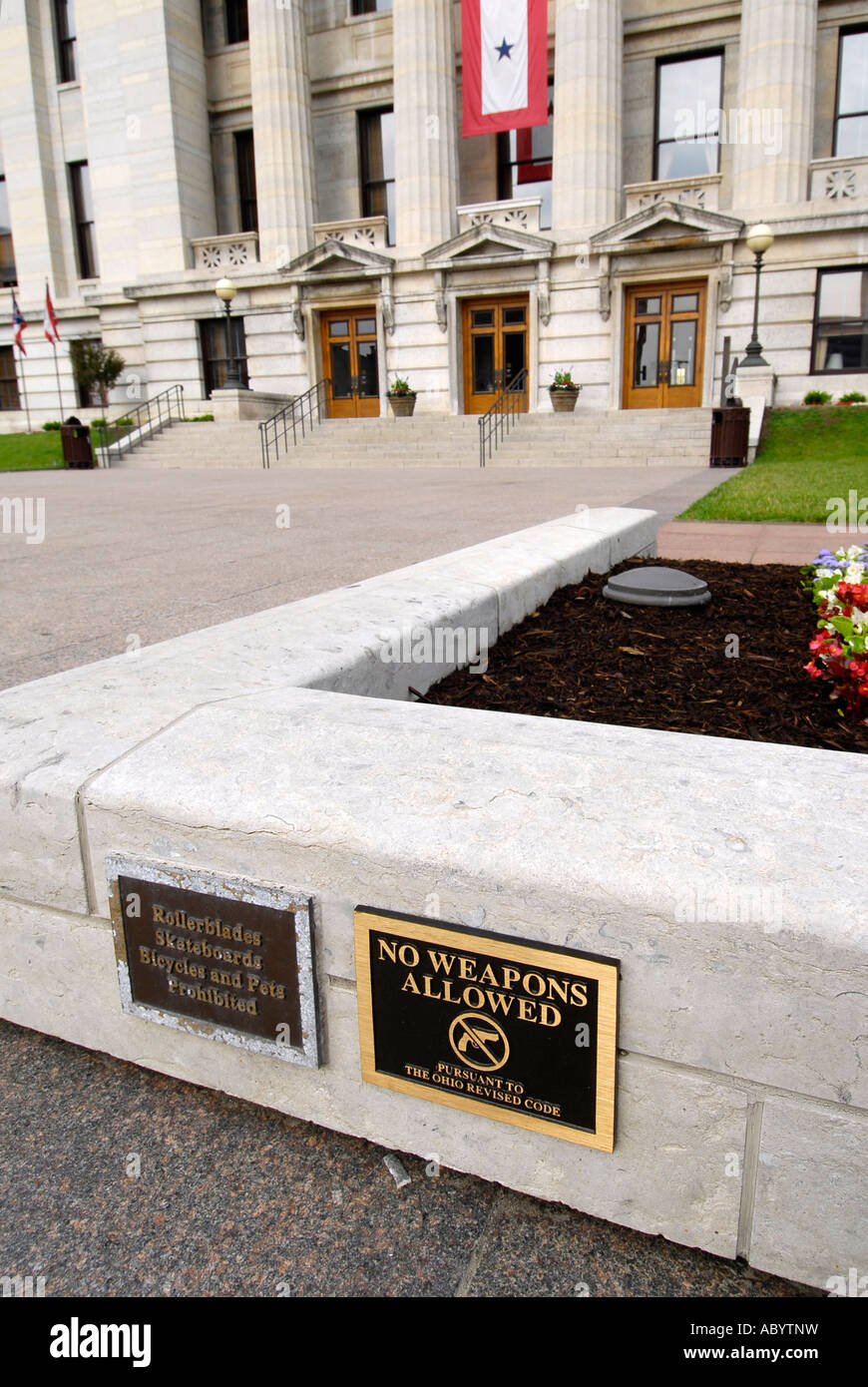 Sign stating No Weapons allowed at The State Capitol Building at ...