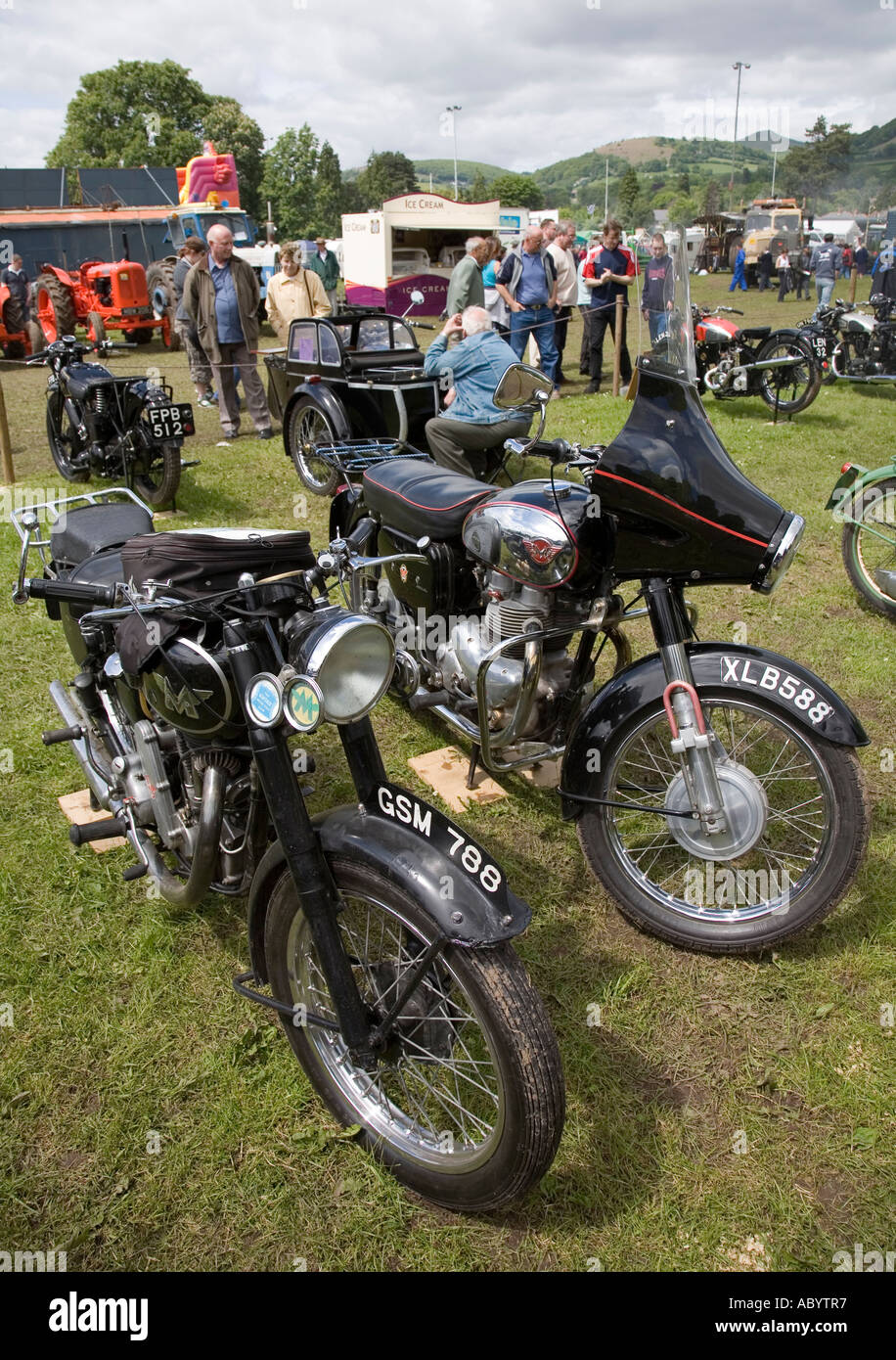 Classic motor cycles on display at Abergavenny show Wales UK Stock ...