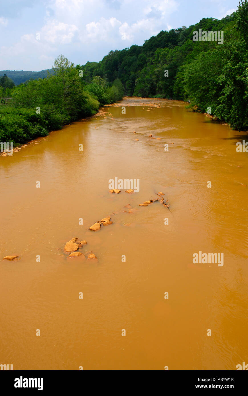 Little Conemaugh River near Johnstown Pennsylvania PA filled with iron ...