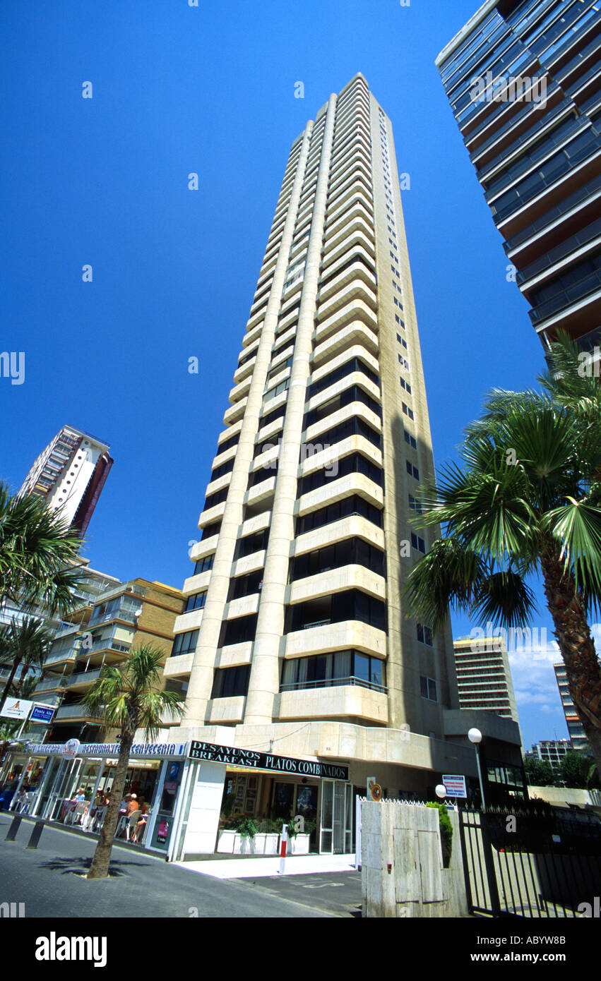 Hotel on Benidorm Seafront Costa Blanca Spain Stock Photo - Alamy