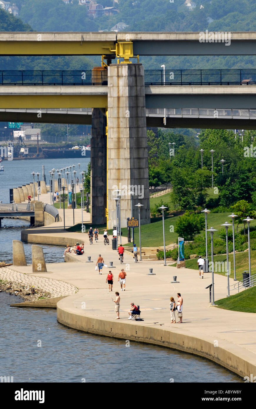 North Shore Trail in the Allegheny River Park in the city of Pittsburgh ...