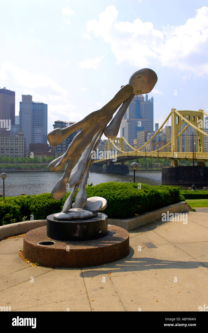 View of the skyline from the Allegheny Riverfront Park in the city of ...