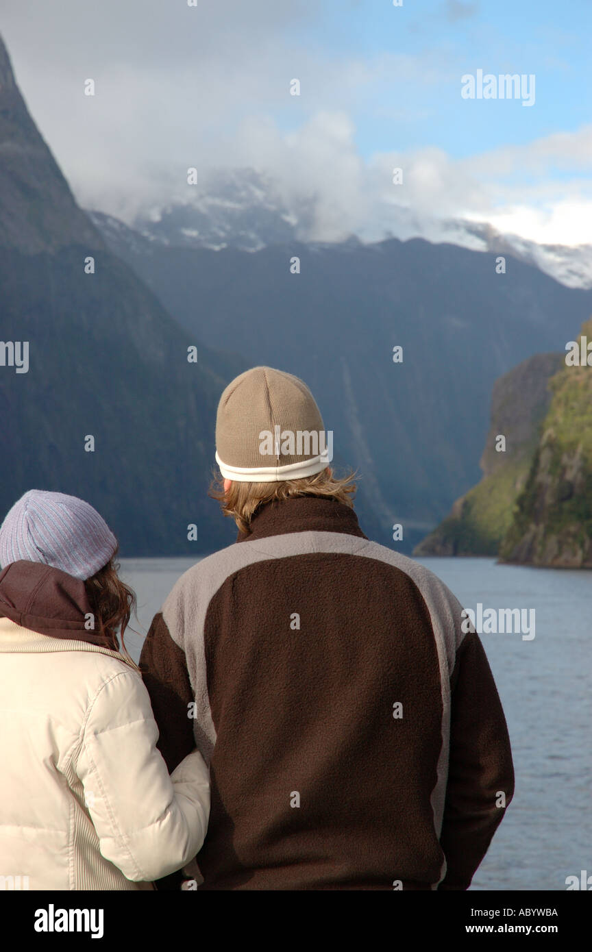 Tourist woman enjoying winter fjord hi-res stock photography and images ...