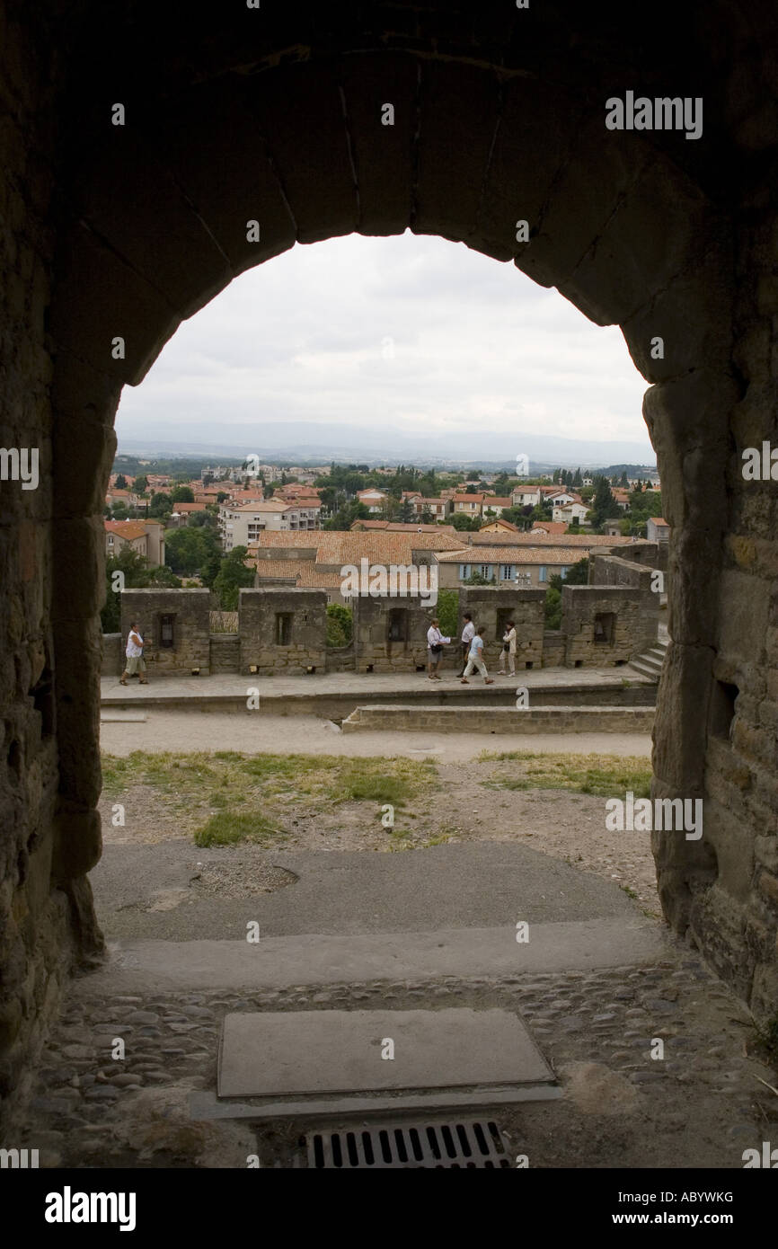 looking out from one of the inner Castle gates over the town of ...