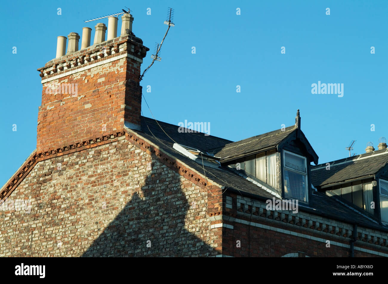 chimney pot pots on large brick built house coal fire smoke feature ...