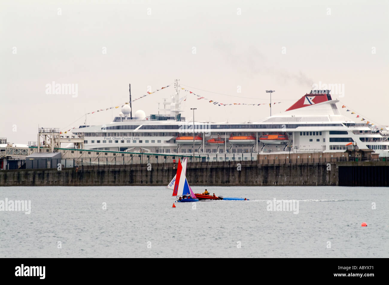 Cross channel ferry in port at dover harbour travel English England ...