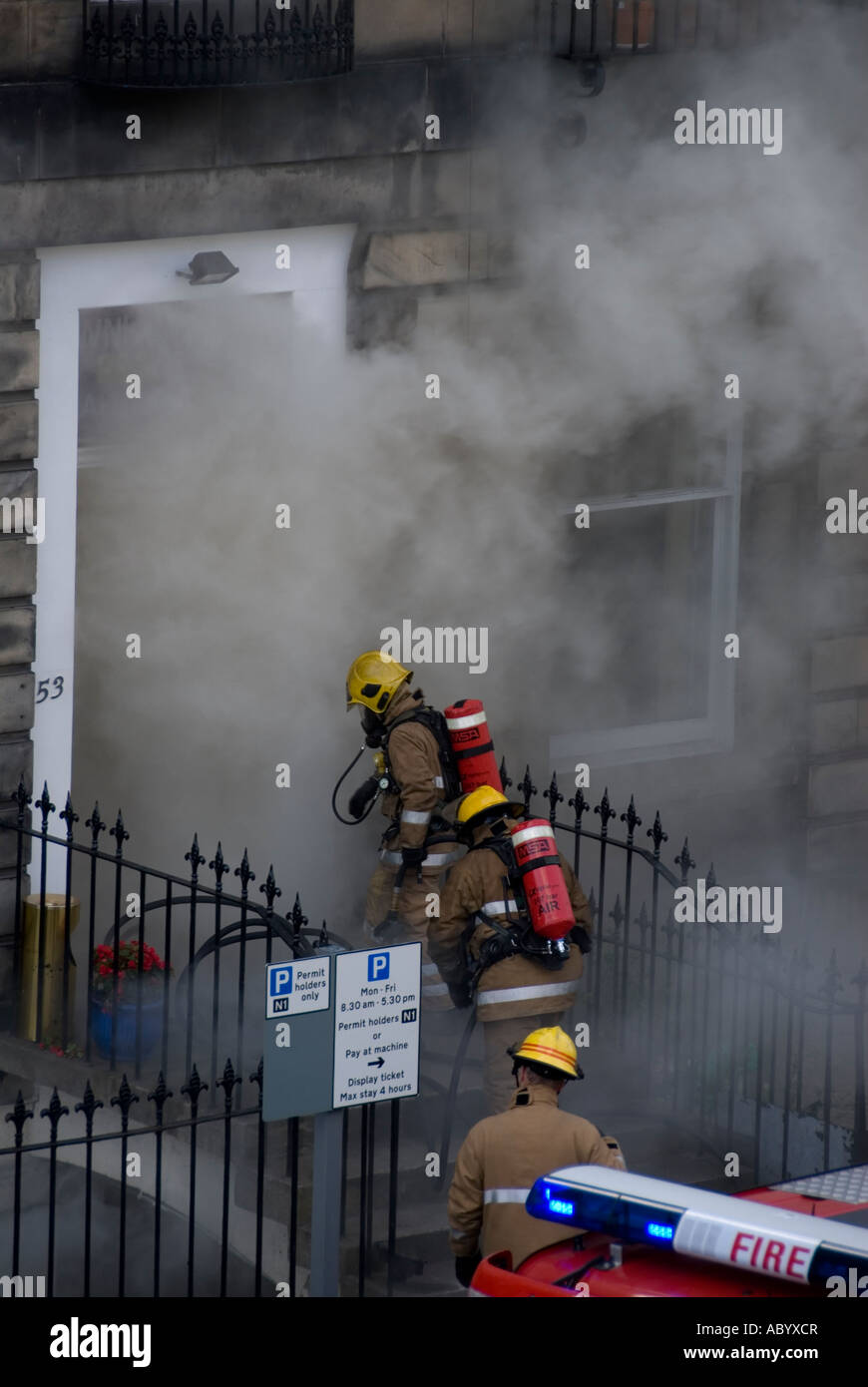 Fire brigade assisting a fire in Edinburgh, Scotland Stock Photo - Alamy