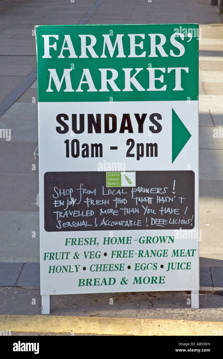 Farmers Market Billboard Islington London England, UK Stock Photo - Alamy