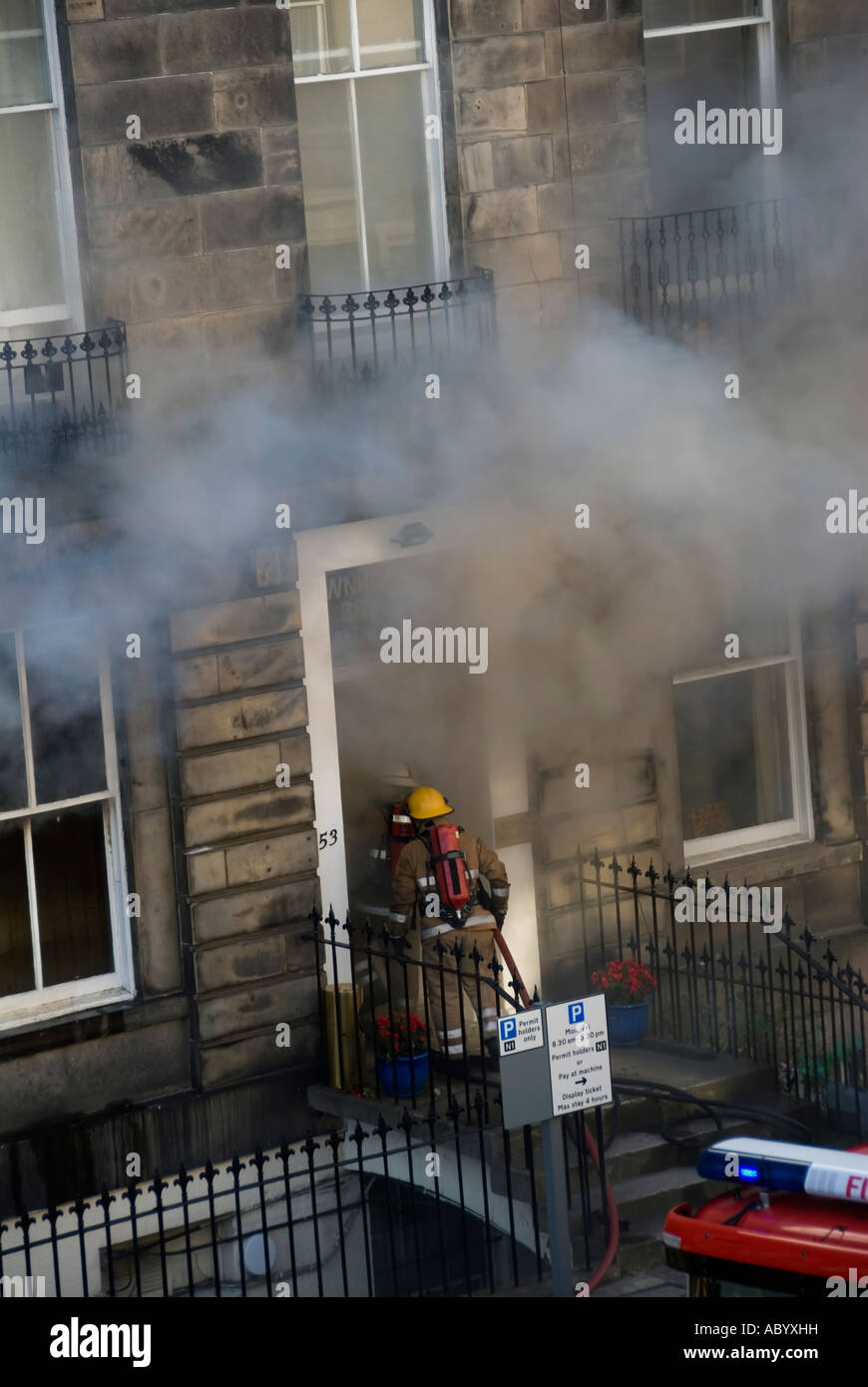Fire brigade assisting a fire in Edinburgh, Scotland Stock Photo - Alamy