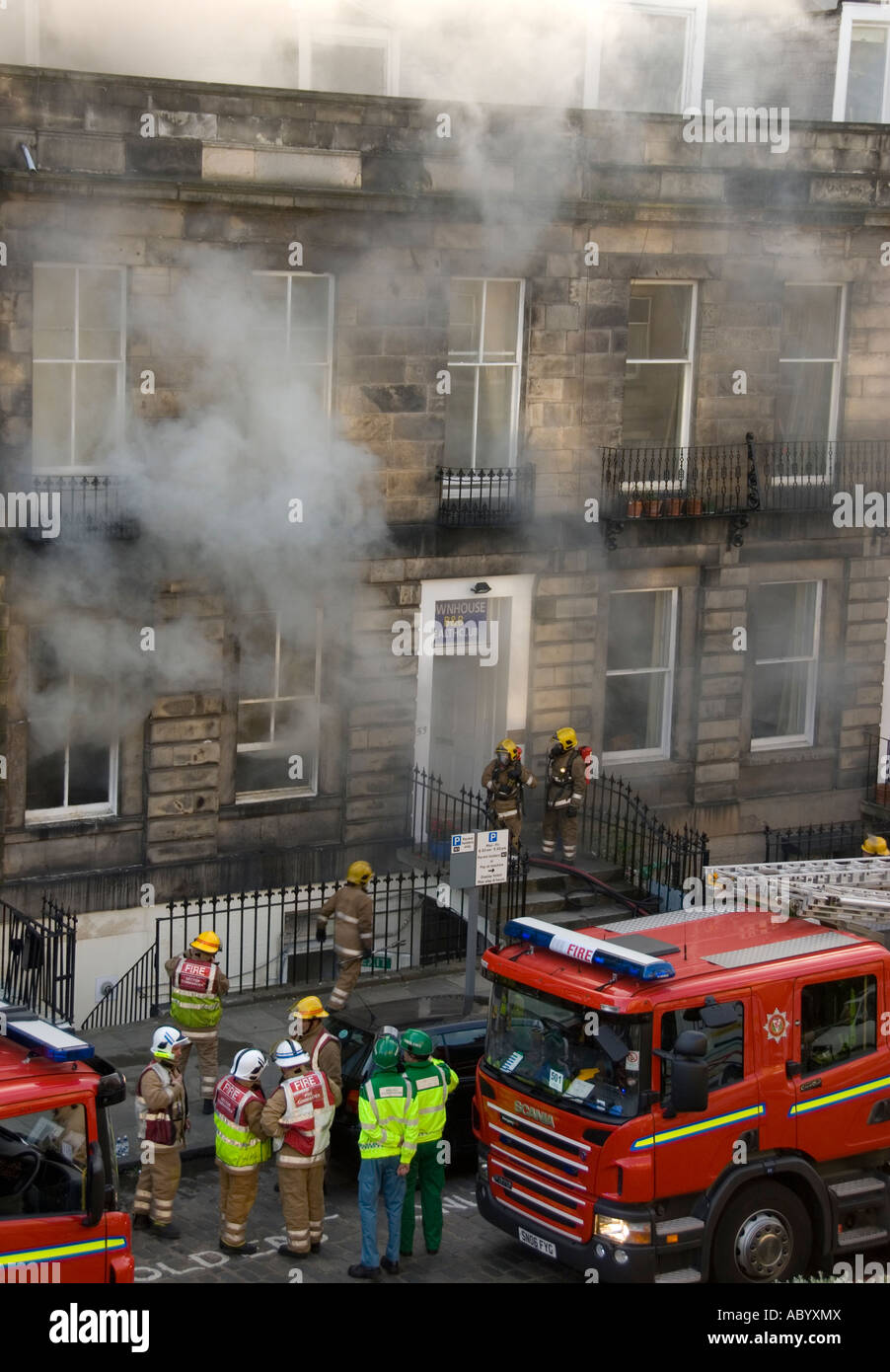 Fire brigade assisting a fire in Edinburgh, Scotland Stock Photo - Alamy