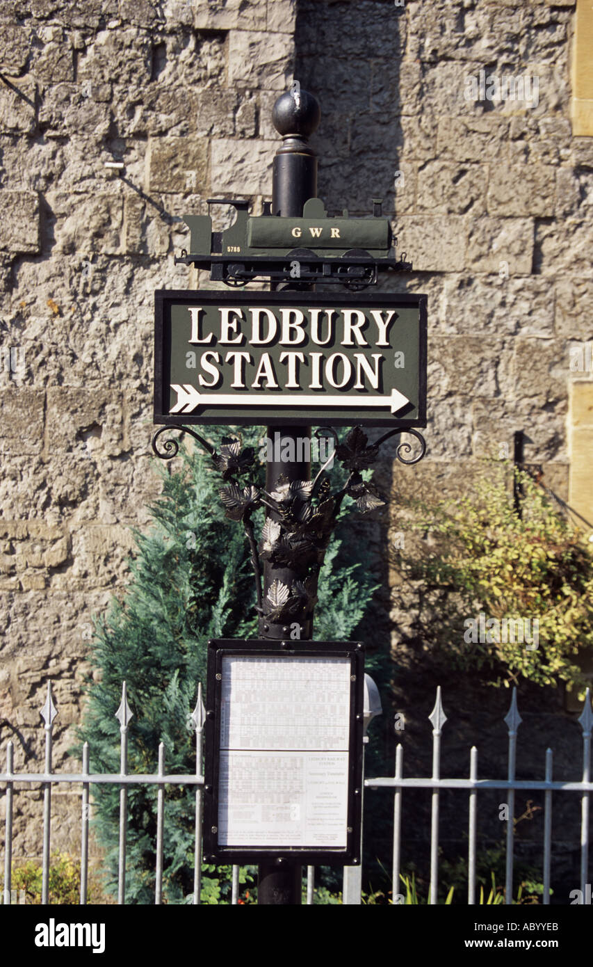 NOVEL STATION SIGNPOST in the historic town Ledbury Herefordshire ...