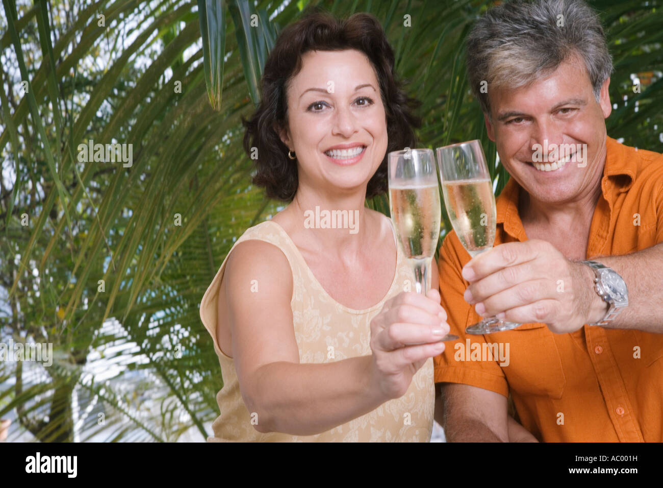Couple toasting each other with champagne Stock Photo - Alamy