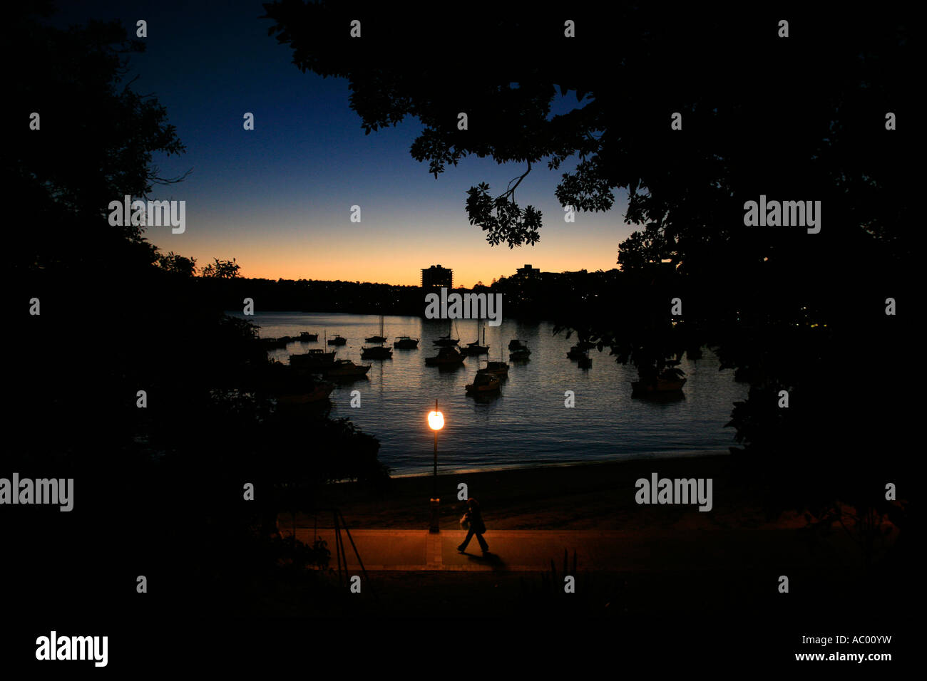 Manly's eastern esplanade at sunset Stock Photo - Alamy