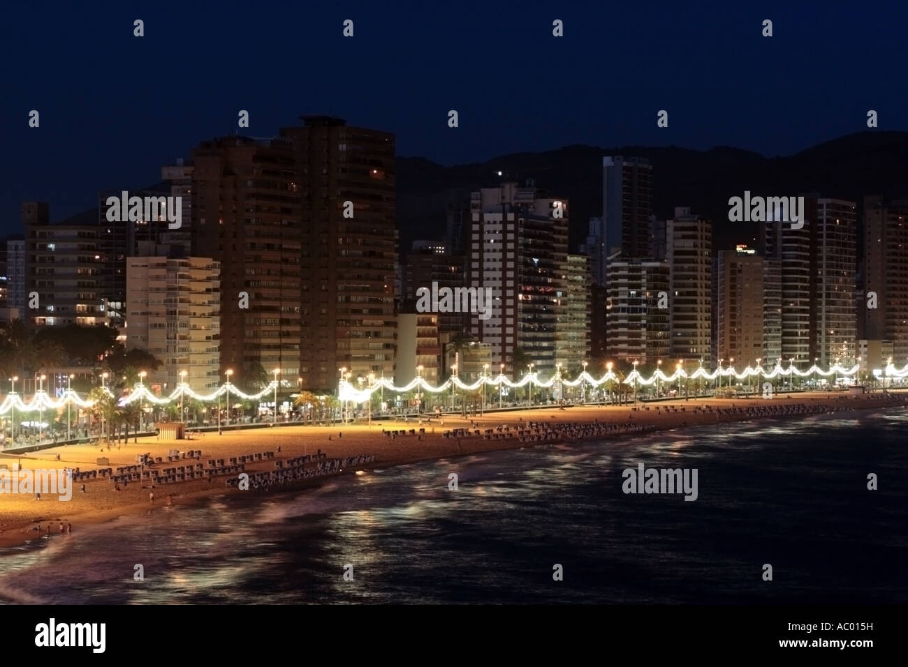 night scene in Benidorm (Spain Stock Photo - Alamy
