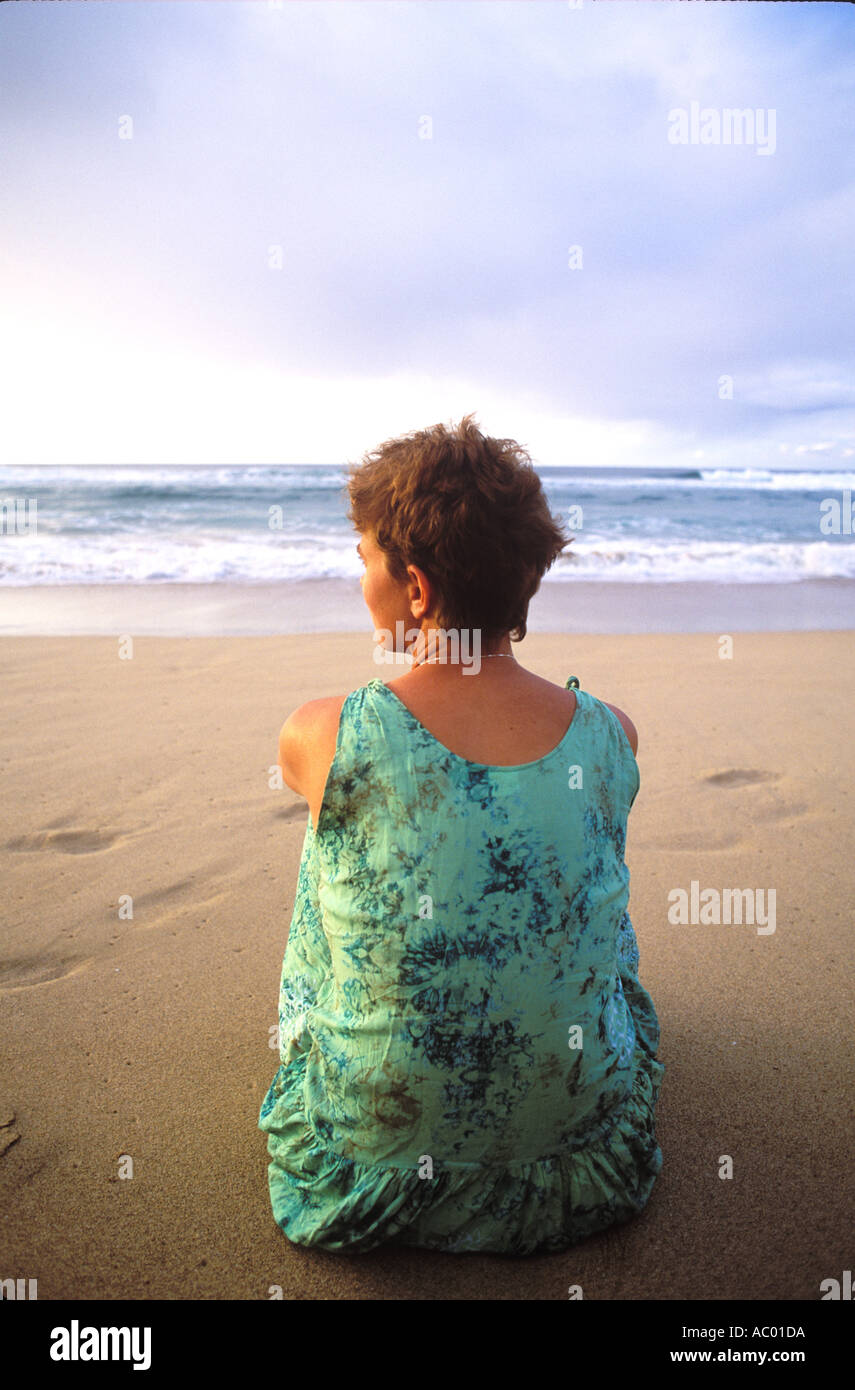 Woman looking at ocean Lady Elliot Island Great Barrier Reef Australia ...