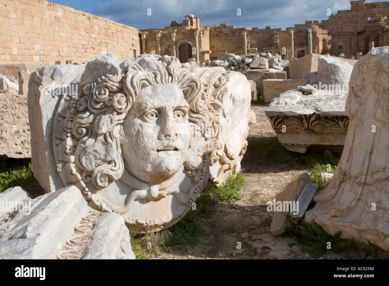 Leptis Magna, Libya. Medusa Head, Severan Forum, 3rd century A.D Stock ...