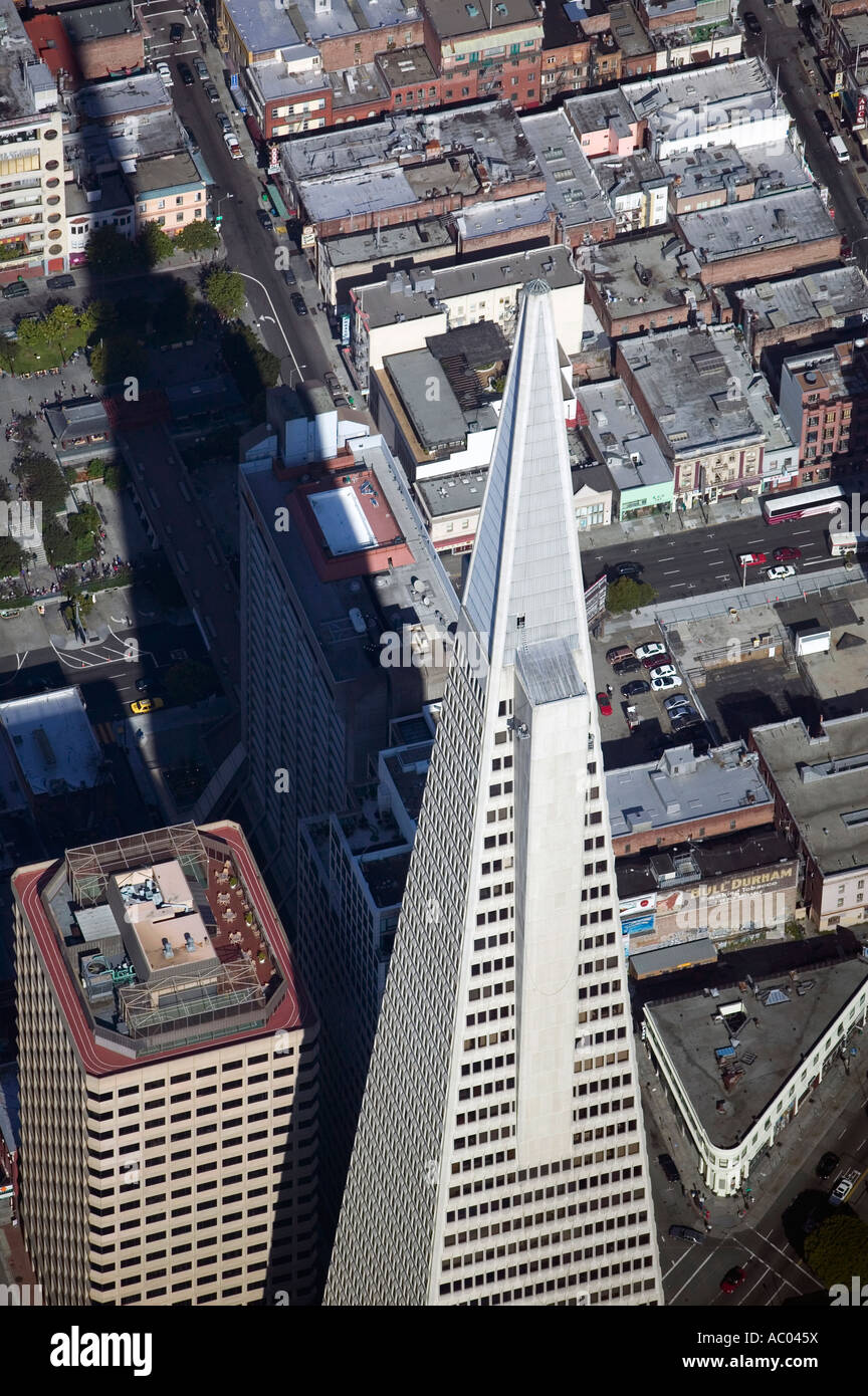 aerial view above Transamerica pyramid San Francisco California Stock ...