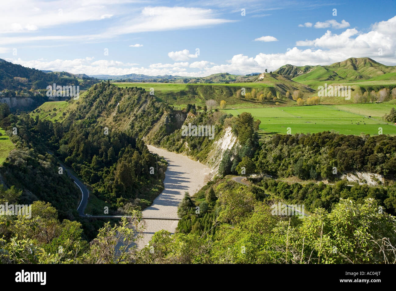 Rangitikei River and Farmland near Mangaweka Rangitikei North Island ...