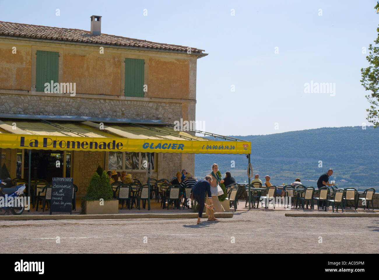 Town centre Sault France Provence café overlooking the val du Sault ...