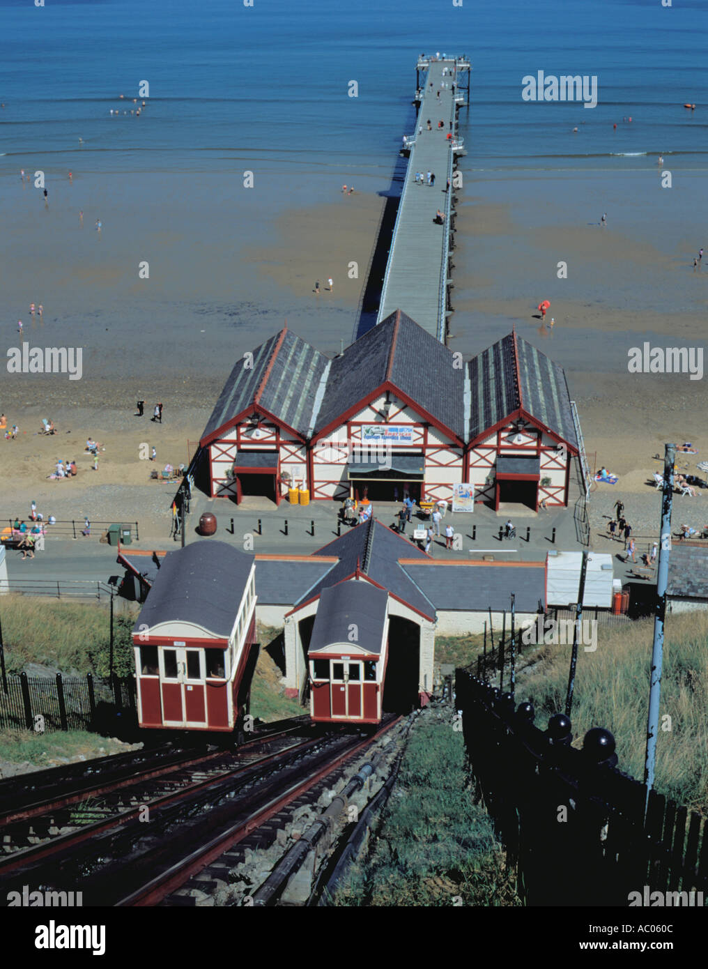 The picturesque 19th century Victorian pier and Saltburn Cliff Tramway ...
