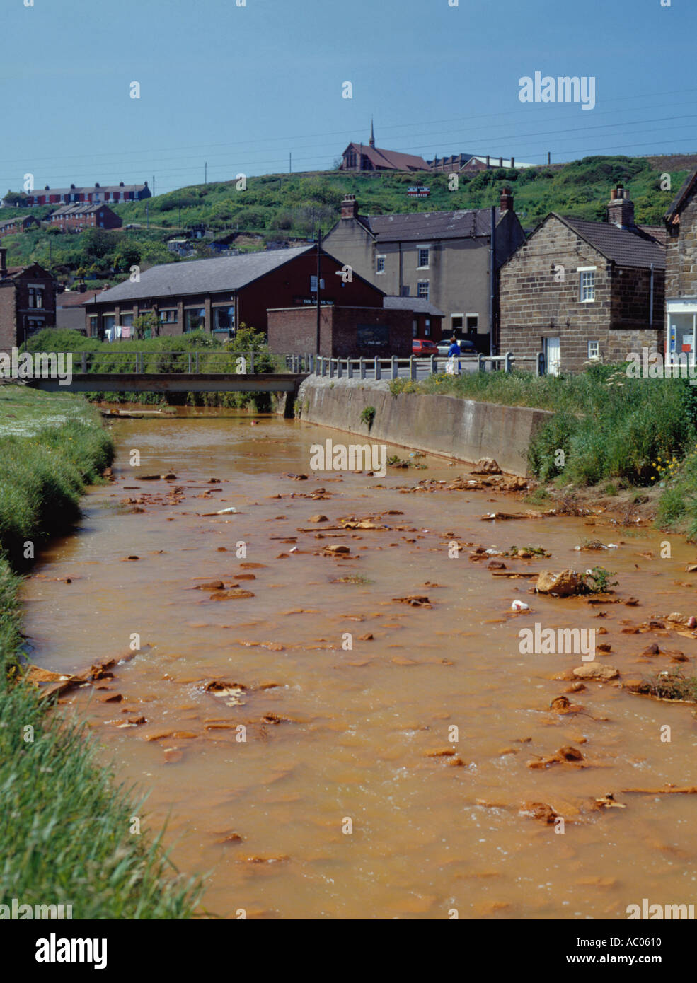 River pollution from iron oxide polluted ground water seeping from old ...