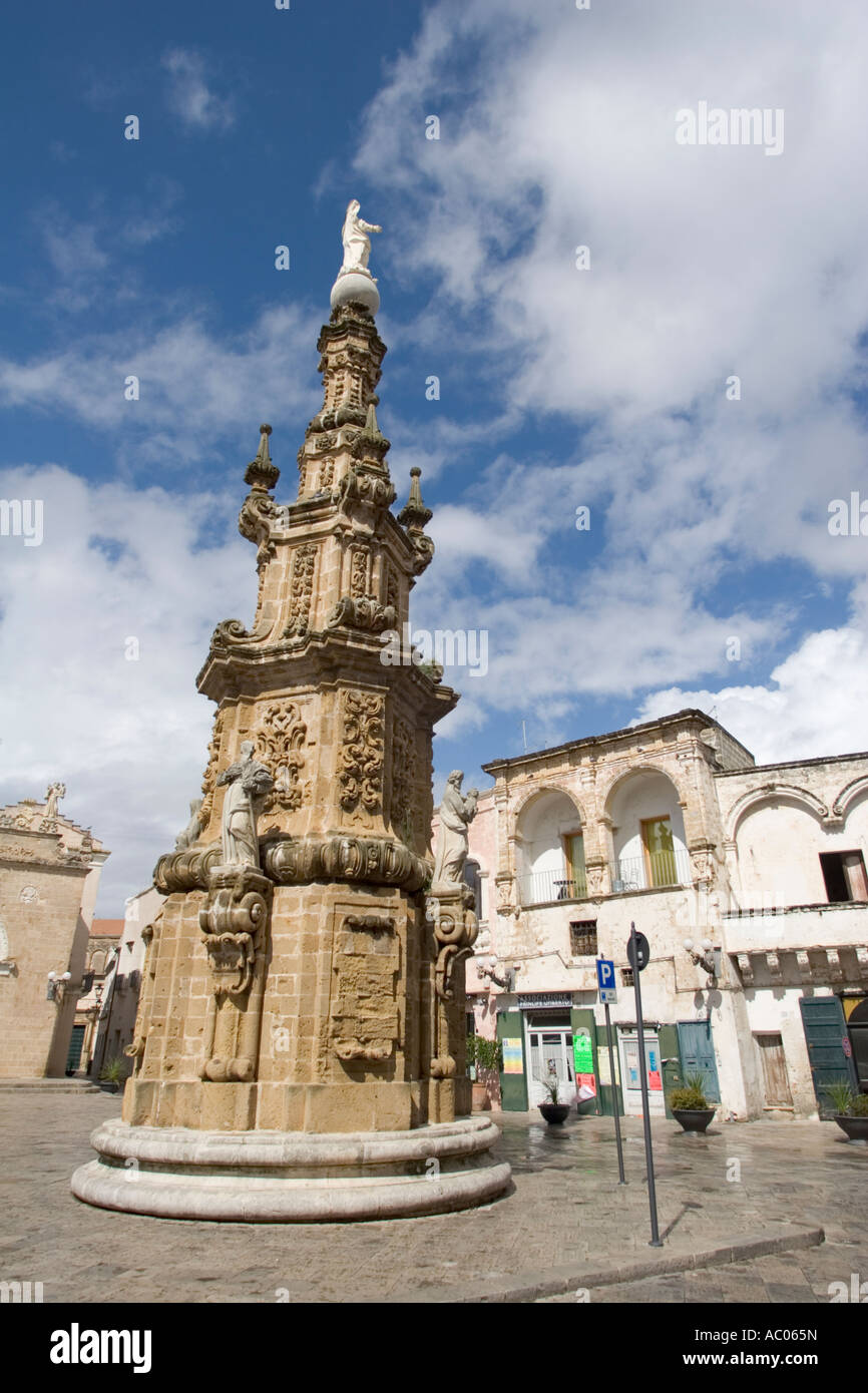 18th century coloumn in Piazza Salandra in the baroque town of Nardò ...
