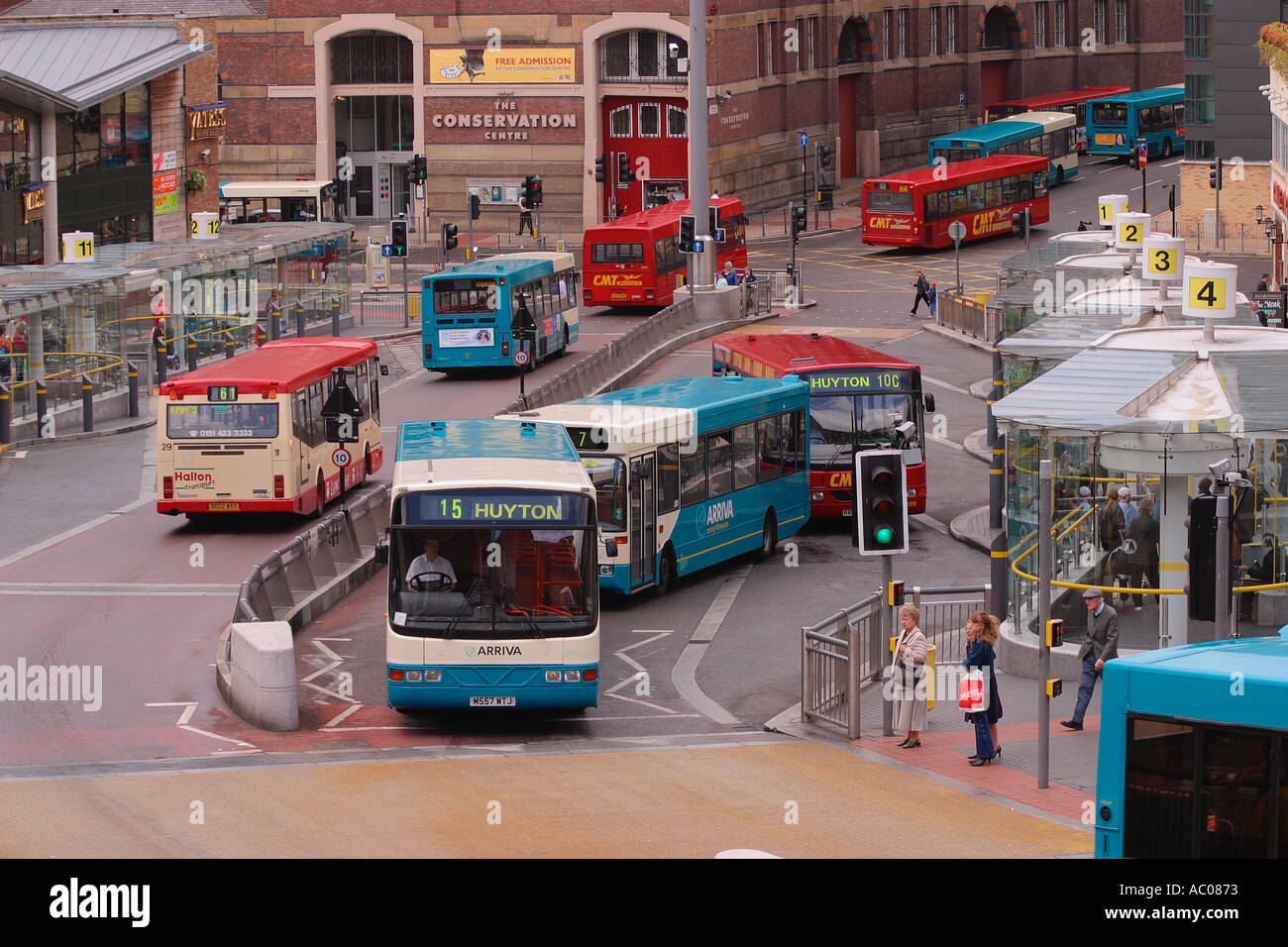 City Transport Liverpool Central bus stop Stock Photo - Alamy