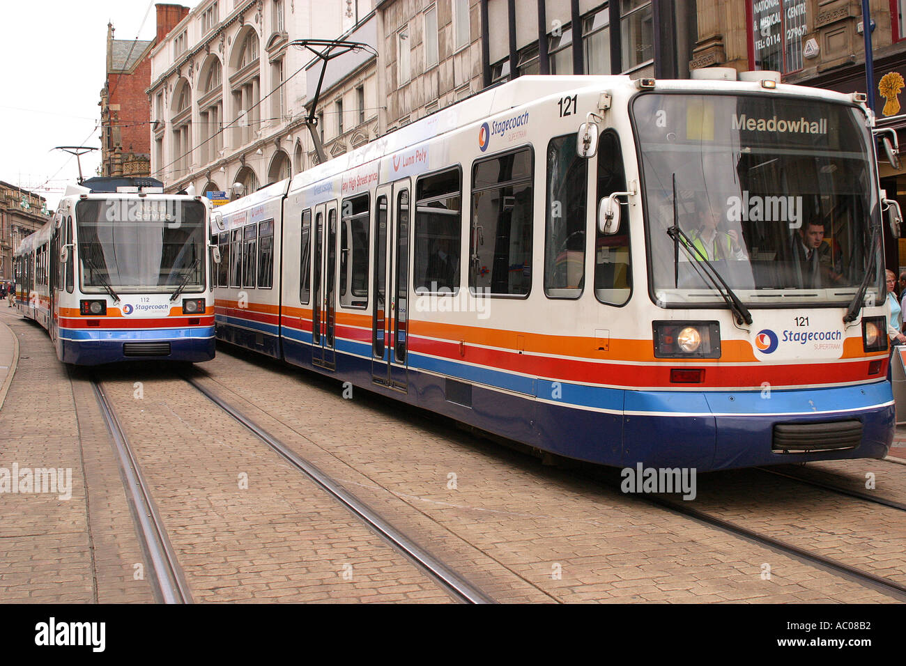 trams in sheffield 2 Stock Photo - Alamy
