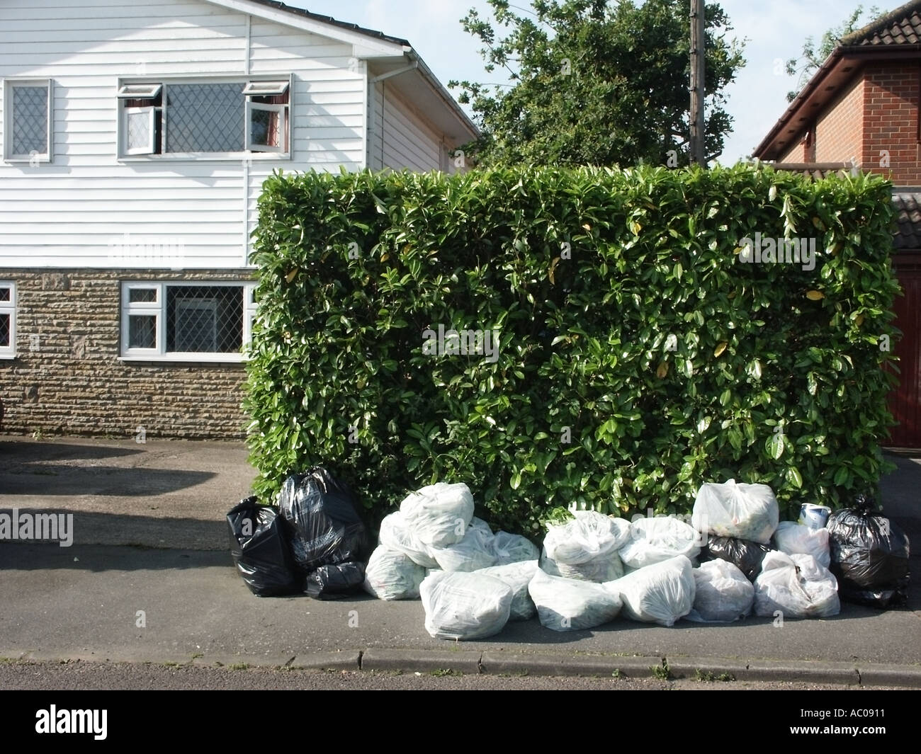 detached house with laurel front hedge and garden ruddish placed in ...