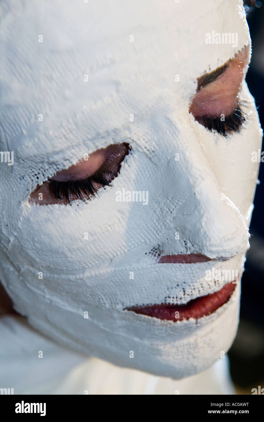 woman wearing plaster mask Stock Photo - Alamy