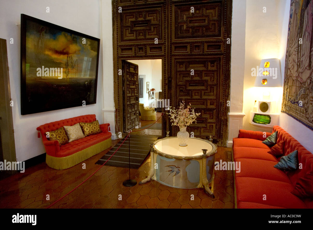 The piano room in the Gala Dali Castle in Pubol, Catalonia, Spain Stock ...