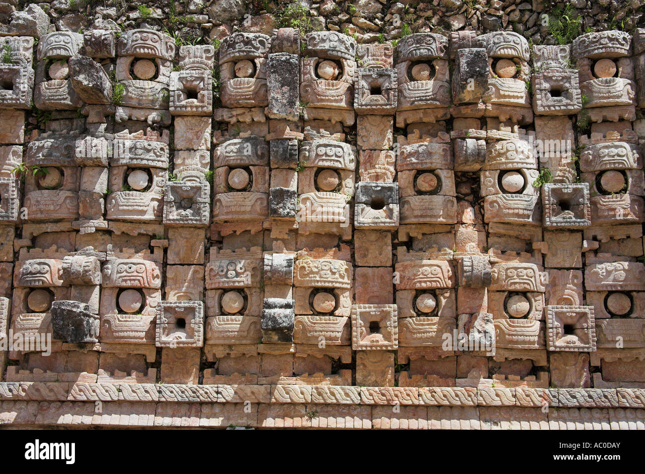 Wall detail, Palace of the Masks, Codz Poop, Kabah Archaeological Site ...