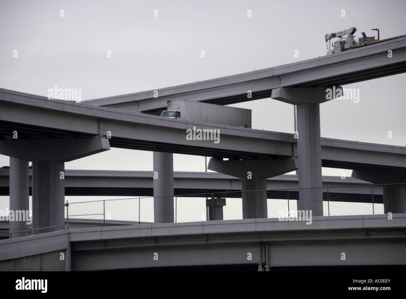 Stacked highway overpass on a grey day Stock Photo - Alamy