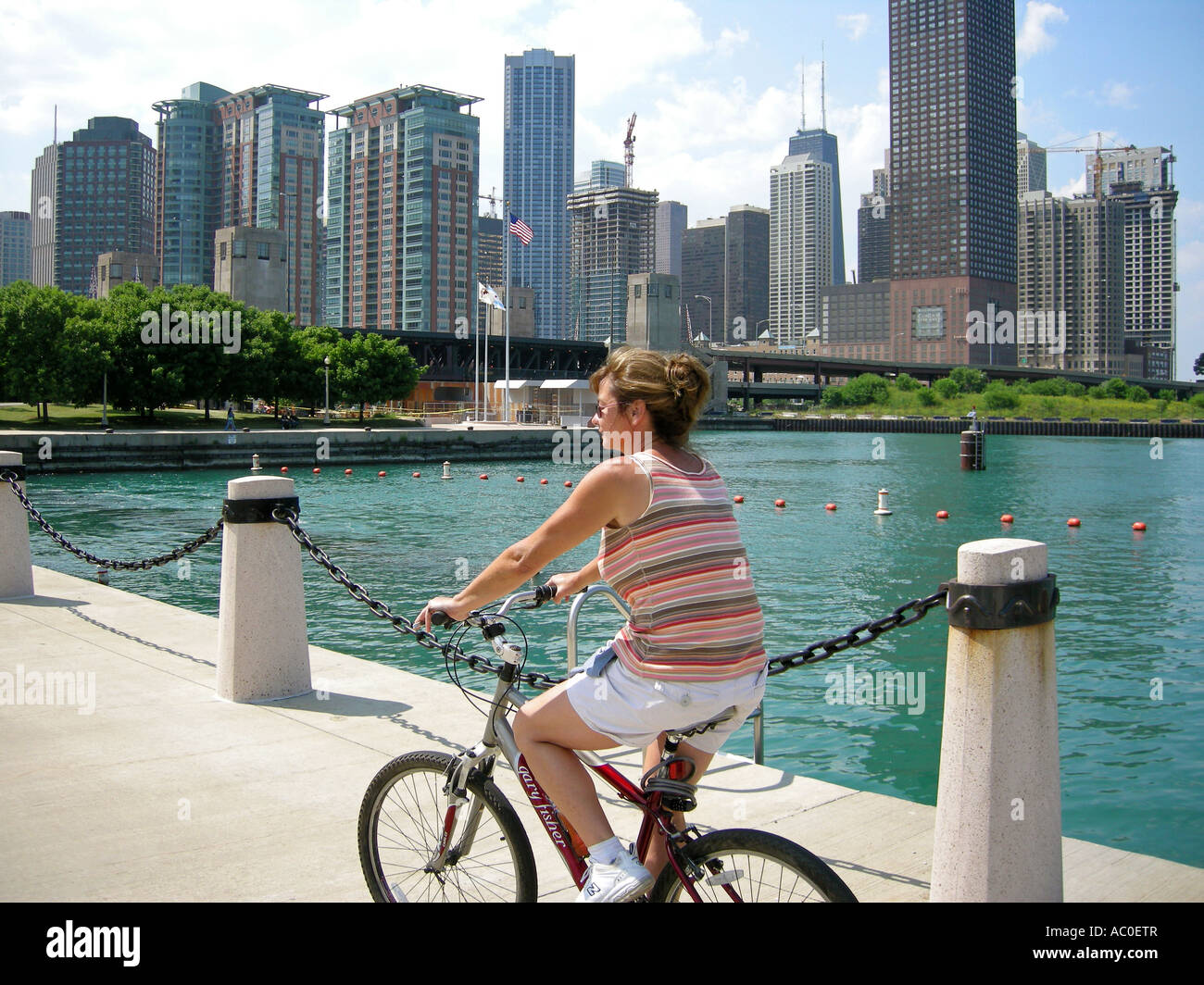 Exploring Chicago's Waterfront by Bicycle Stock Photo - Alamy