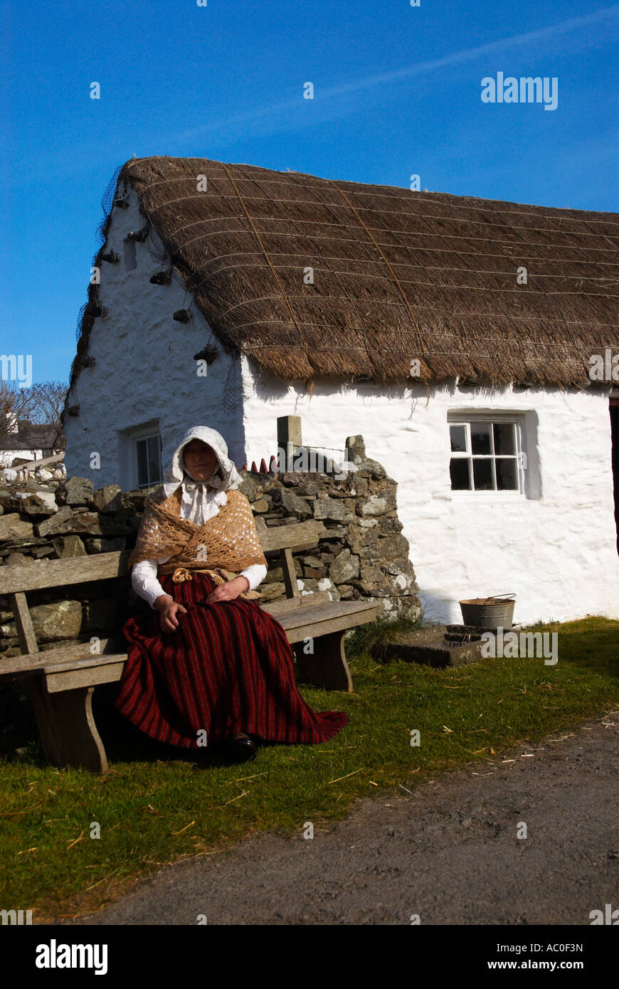 Lady In Traditional Manx Dress By Manx Barn Cregneash IOM Stock Photo ...