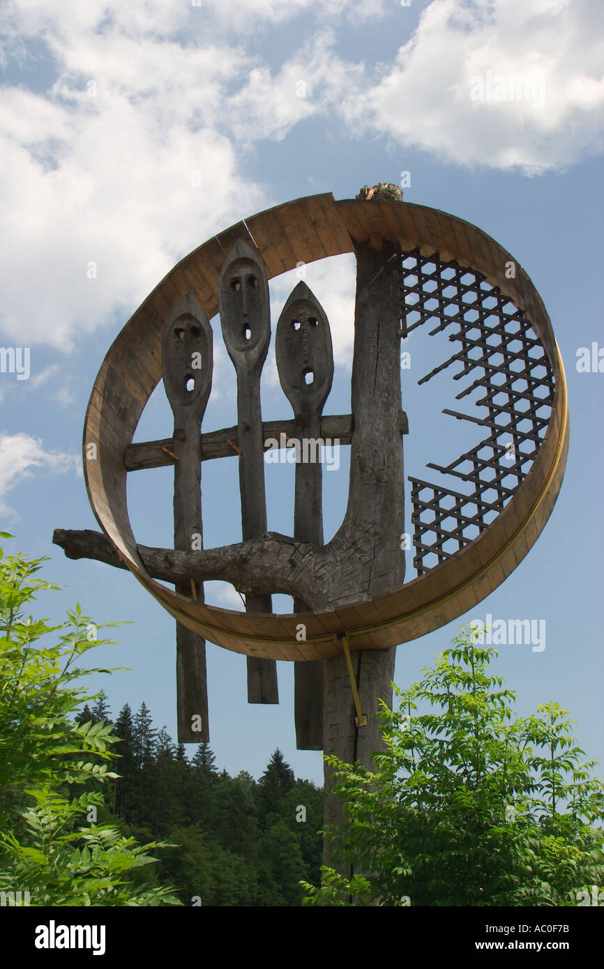 Landmark emblem of the wood trade in Zlebic in Slovenia Stock Photo - Alamy