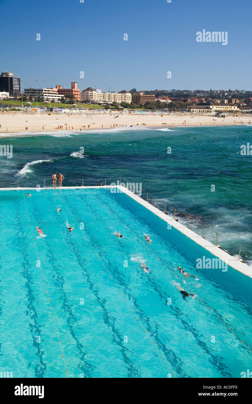 Swimmers do laps at the scenic Bondi Baths The baths are ocean filled ...