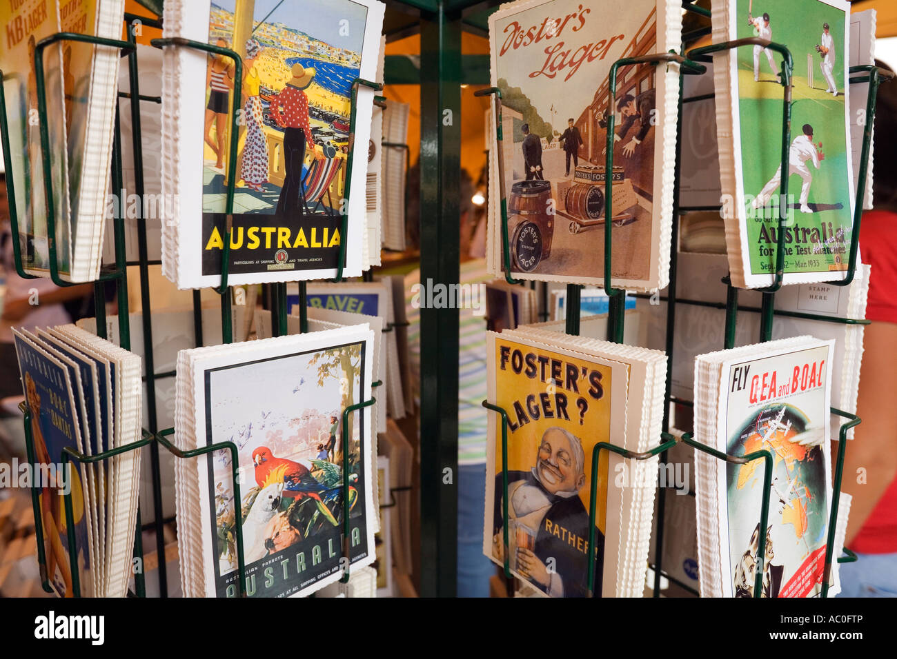 Postcards depicting iconic Australian posters on offer at the Rocks ...