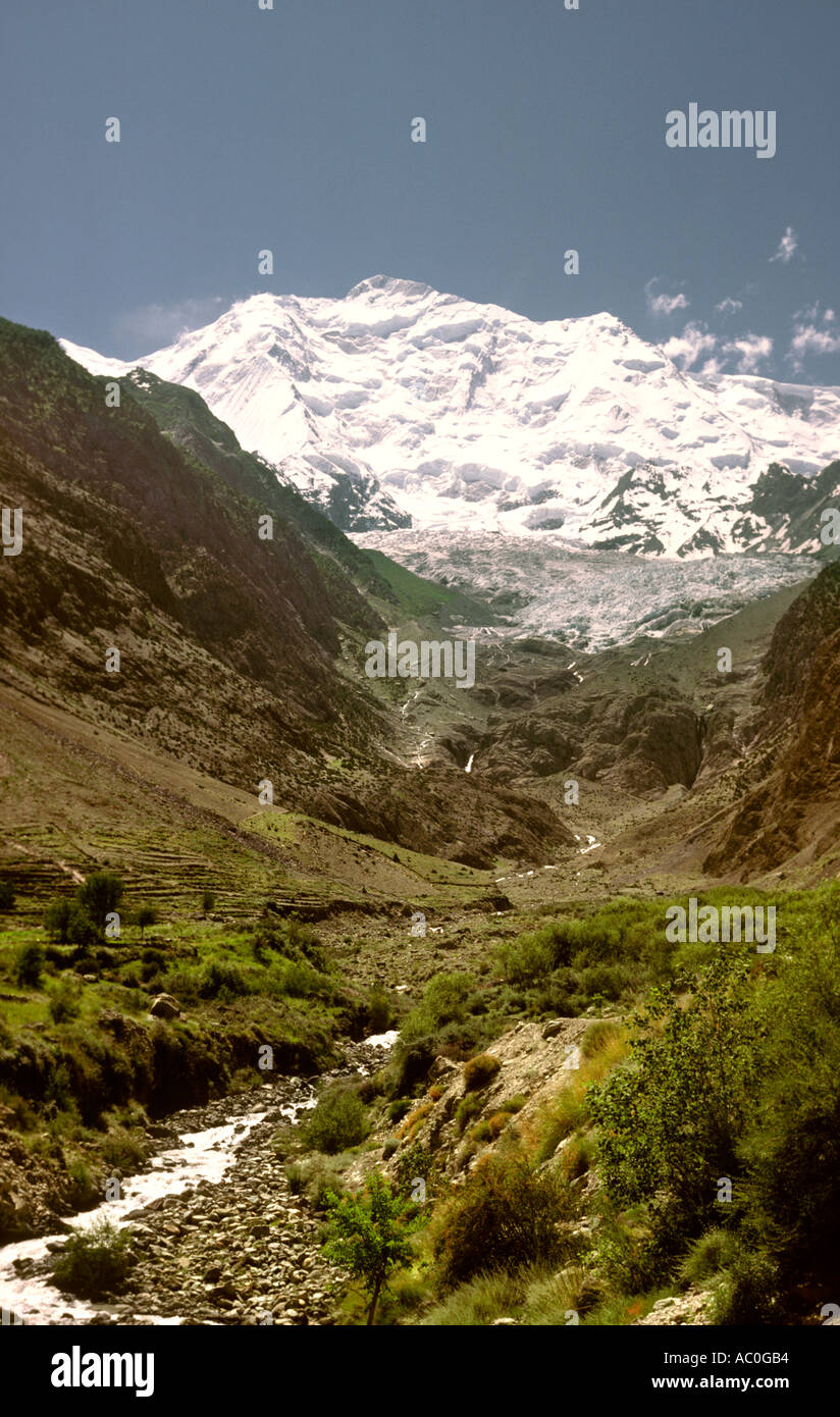 Pakistan Azad Kashmir Mt Rakaposhi 7788m meltwater stream Stock Photo ...