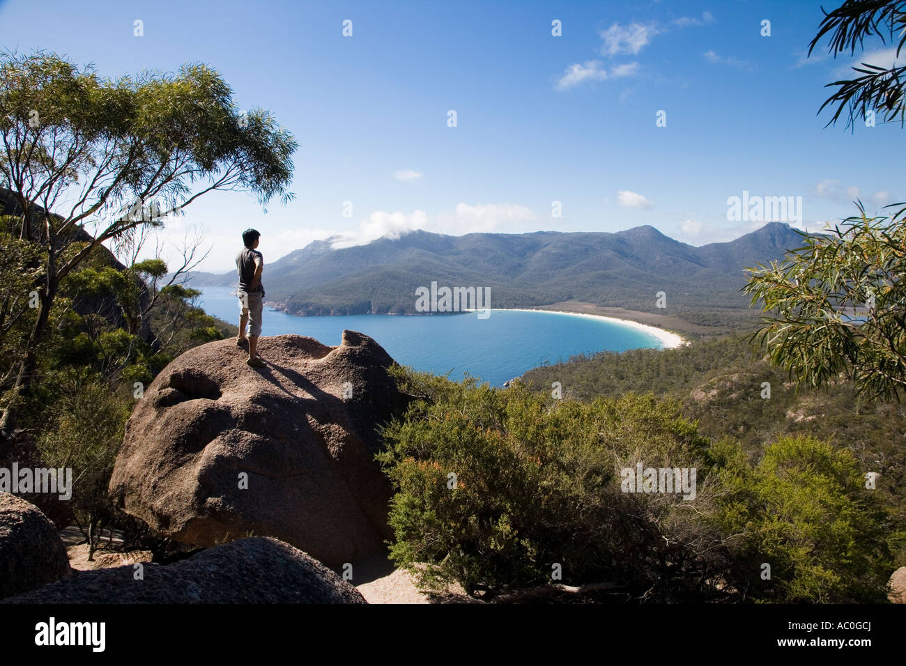 Wineglass Bay lookout on the Freycinet Peninsula Stock Photo - Alamy