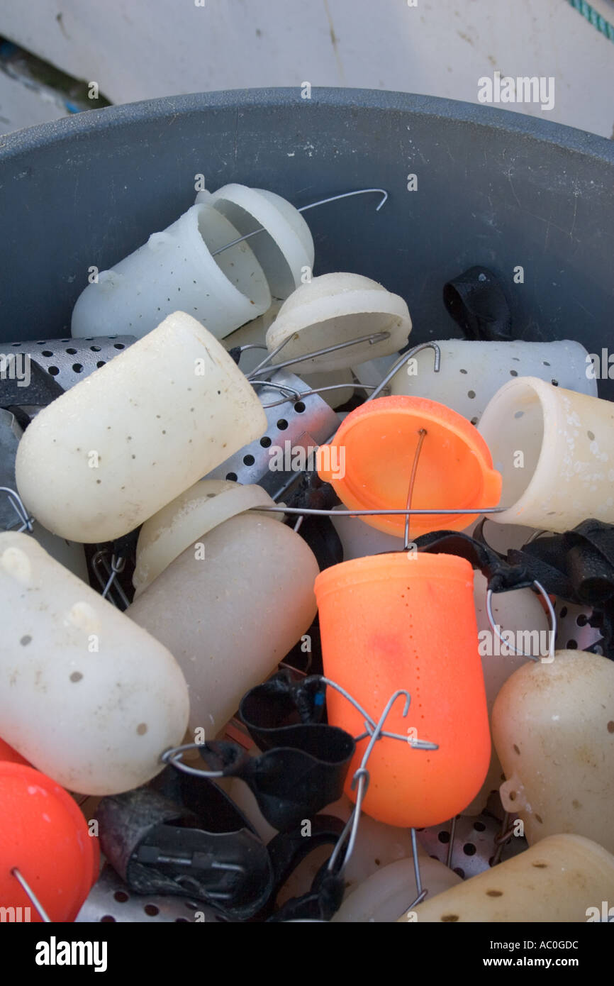 Bait jars used in fishing for Dungeness crab Stock Photo - Alamy
