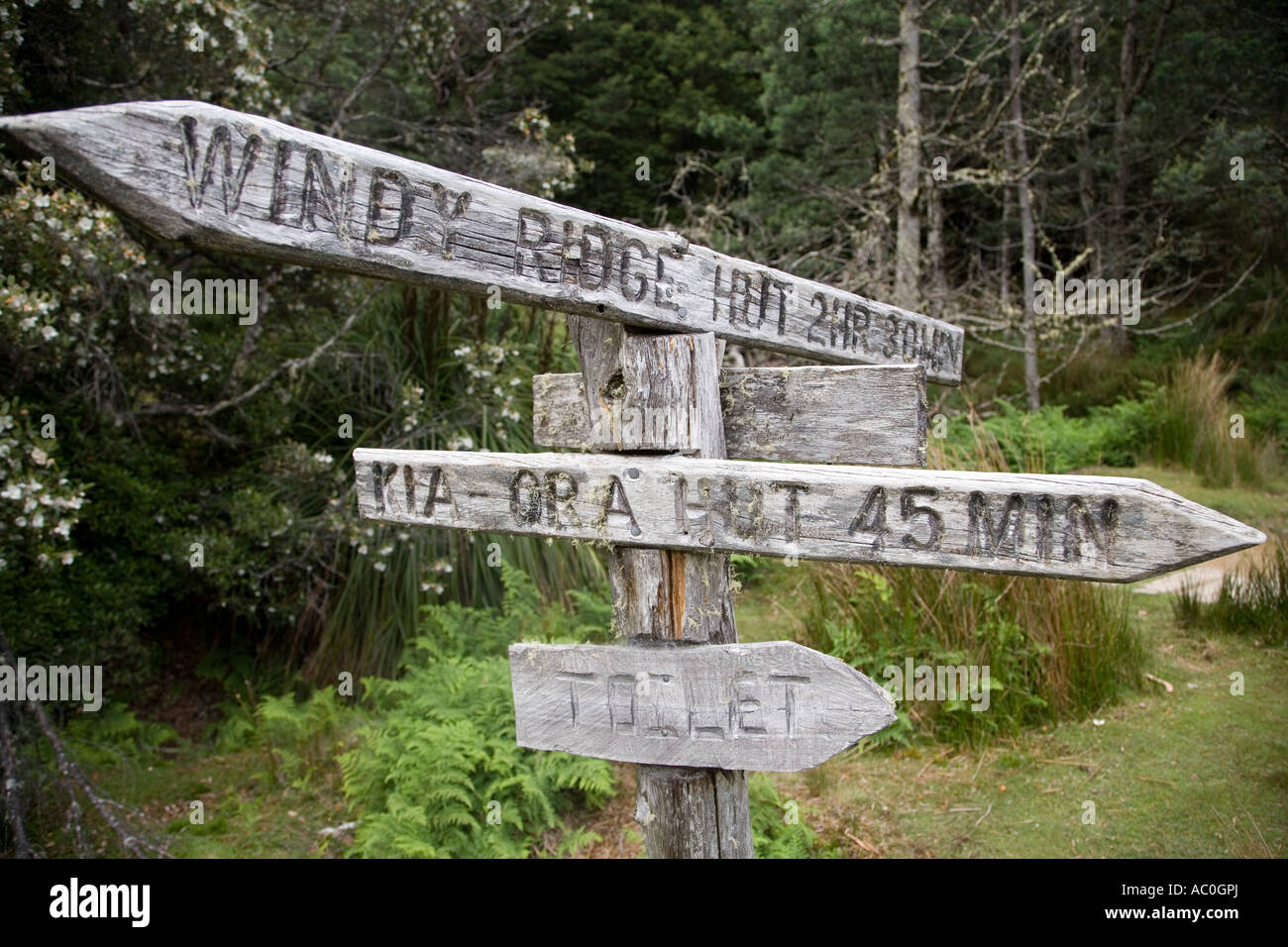 Weathered signposts on the Overland Track Tasmania Stock Photo - Alamy