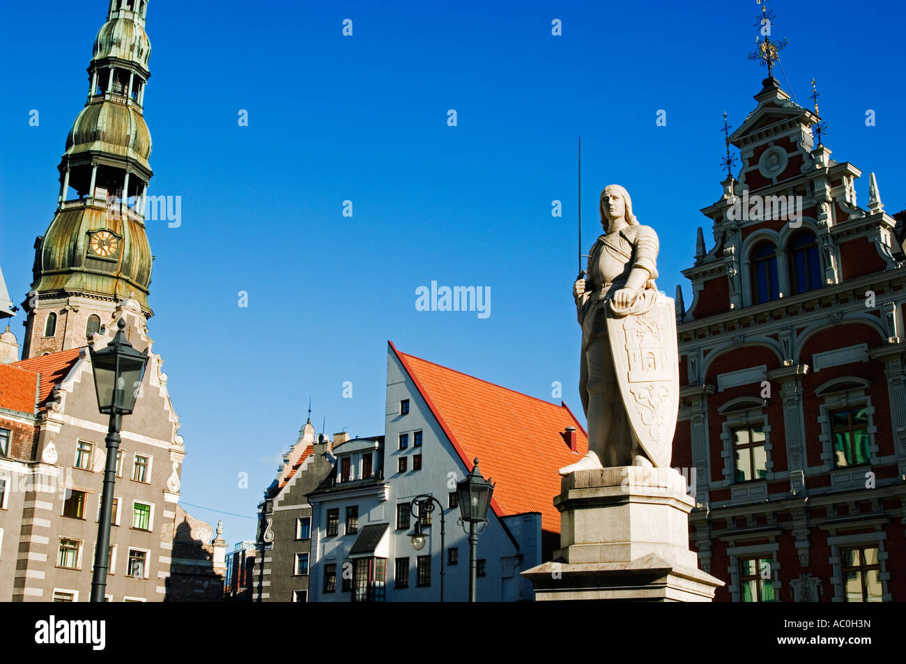 Statue of St Roland Patron Saint of Riga. The statue is a replica of ...