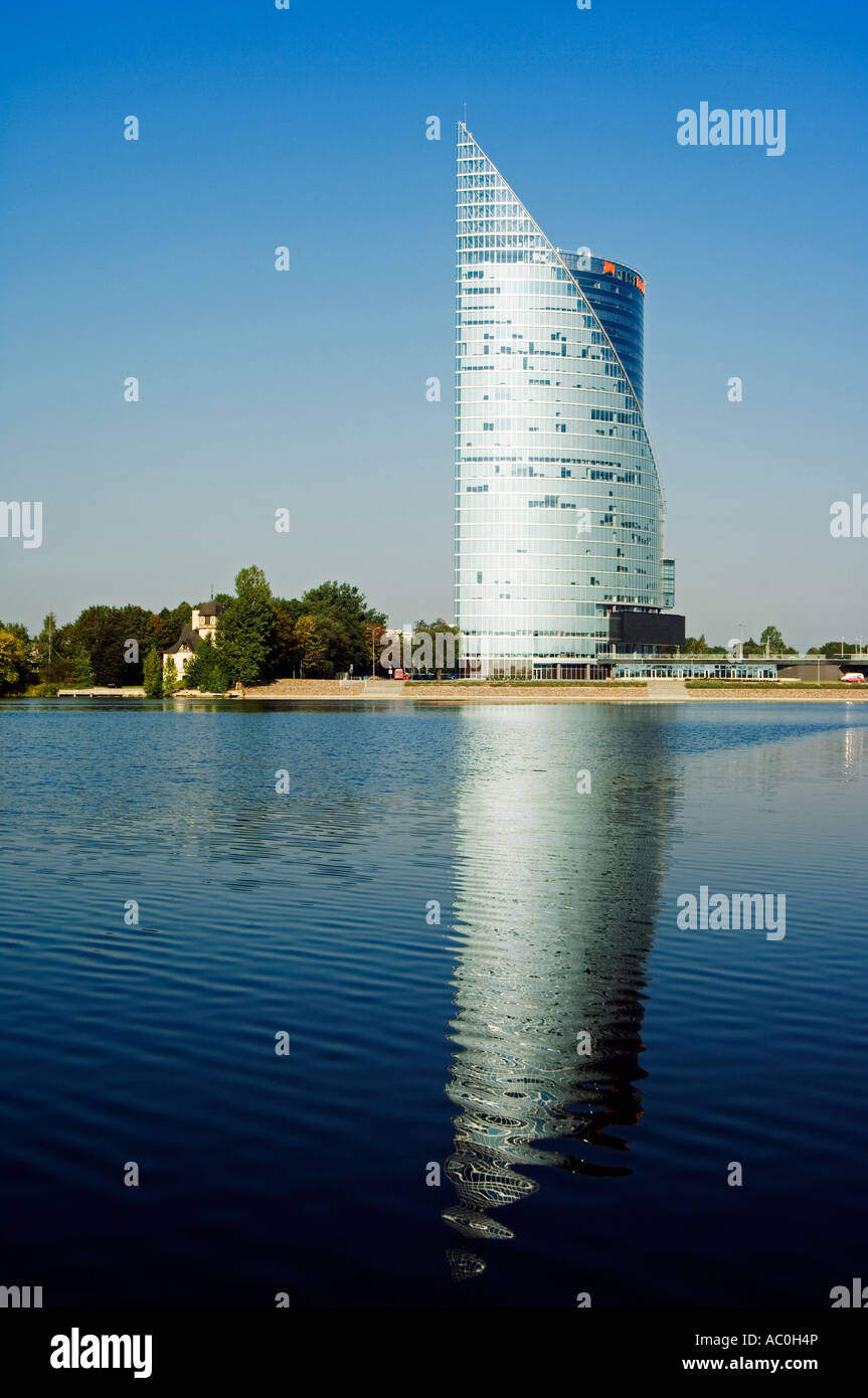 Hansa Bank Headquarters the Saules Akmens building on the River Daugava ...