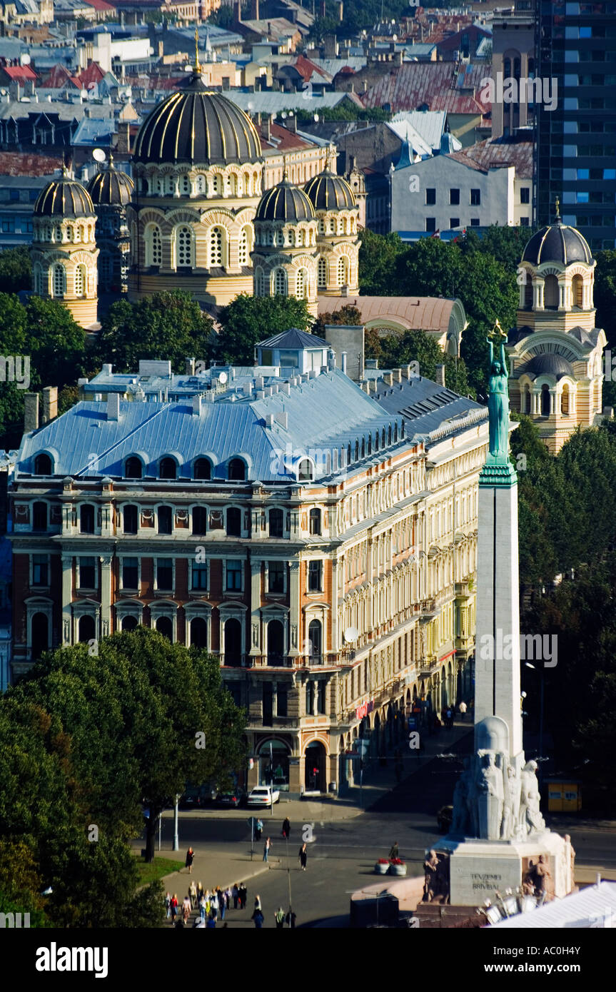 Aerial View of the Liberty Monument of Milda with the three stars Stock ...