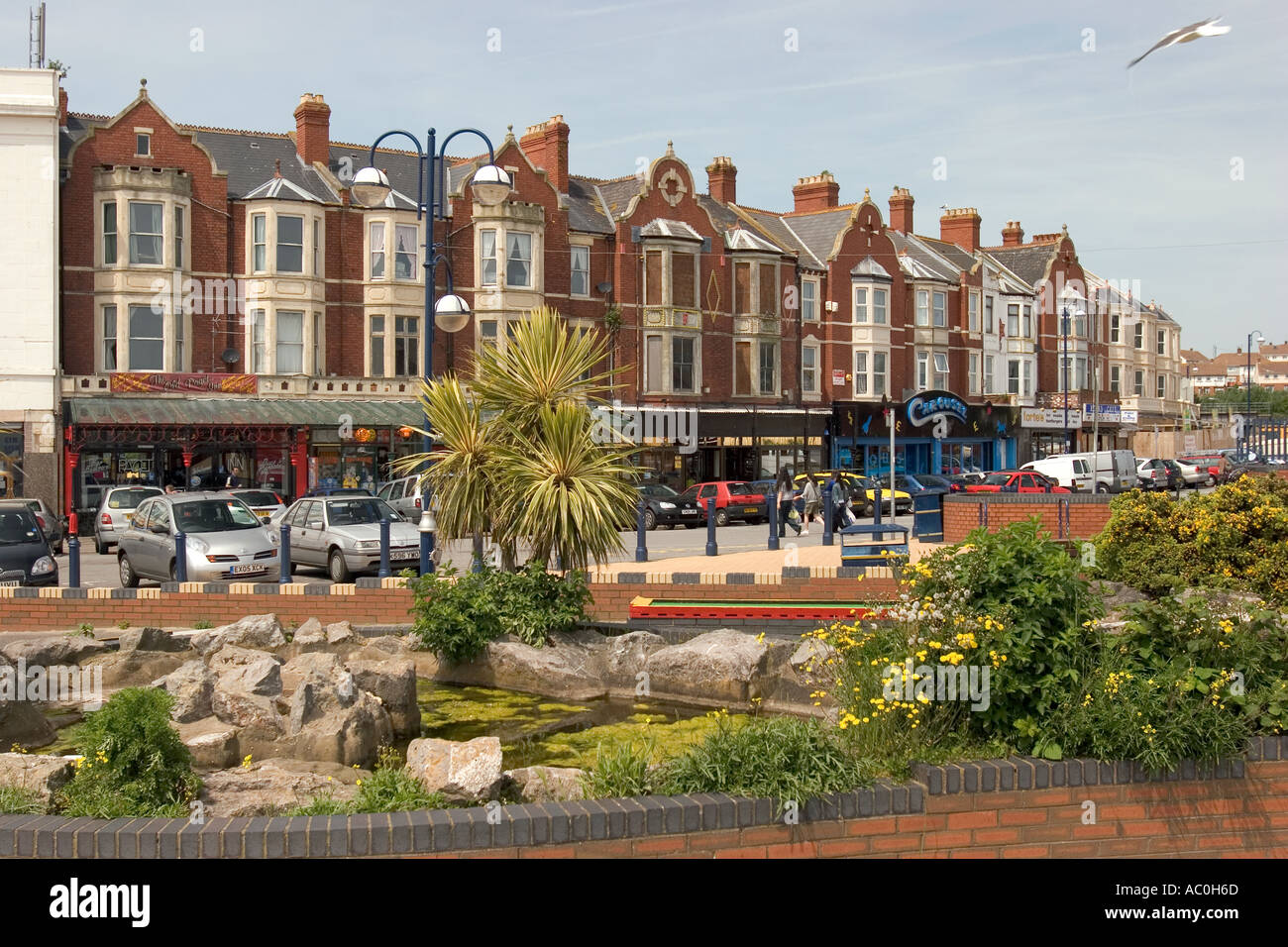 Wales Glamorgan Barry Island seafront shops arcades and planted floral ...