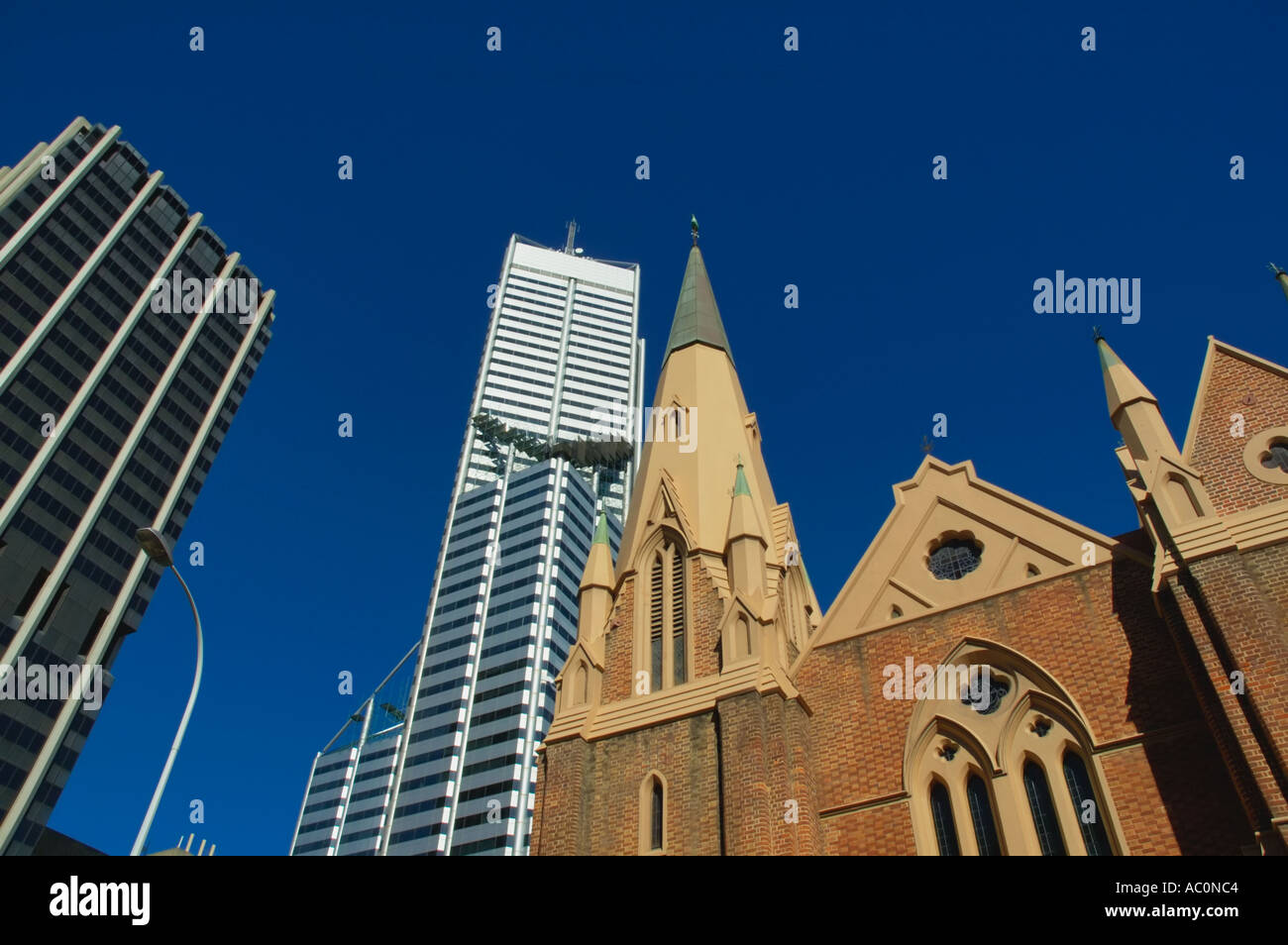 Western Australia Perth William Street Wesley Church with modern office ...