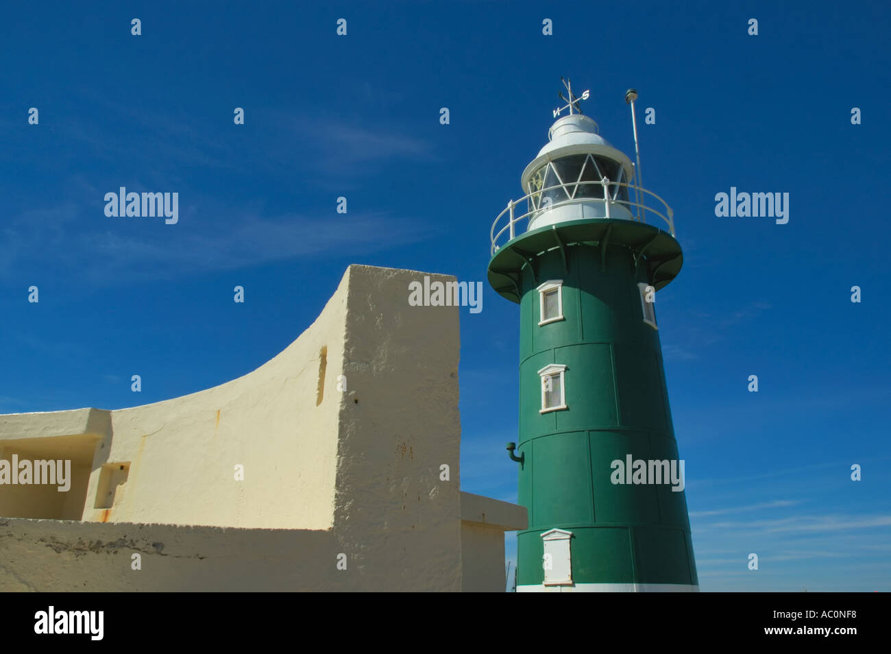 Western Australia Perth Fremantle Green lighthouse with yellow wall ...