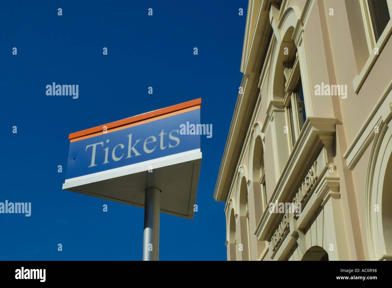 Western Australia Perth Triangular sign Tickets in front of old facade ...