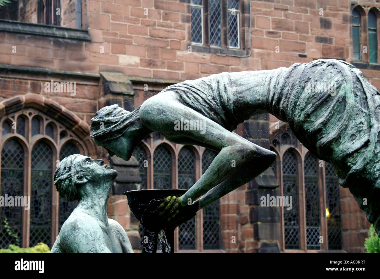 Water of Life Statue, Cloister Gardens, Chester Cathedral Stock Photo ...